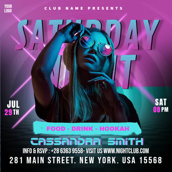 Copy of Saturday Night Neon Party | PosterMyWall