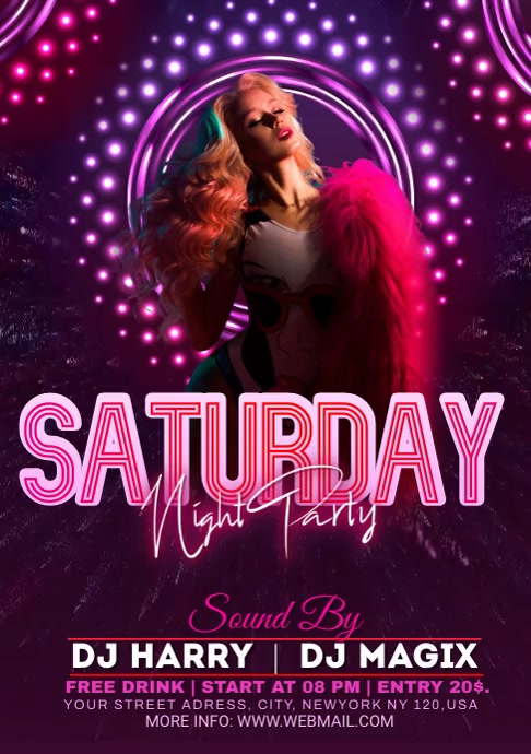 SATURDAY NIGHT PARTY (1) Template | PosterMyWall