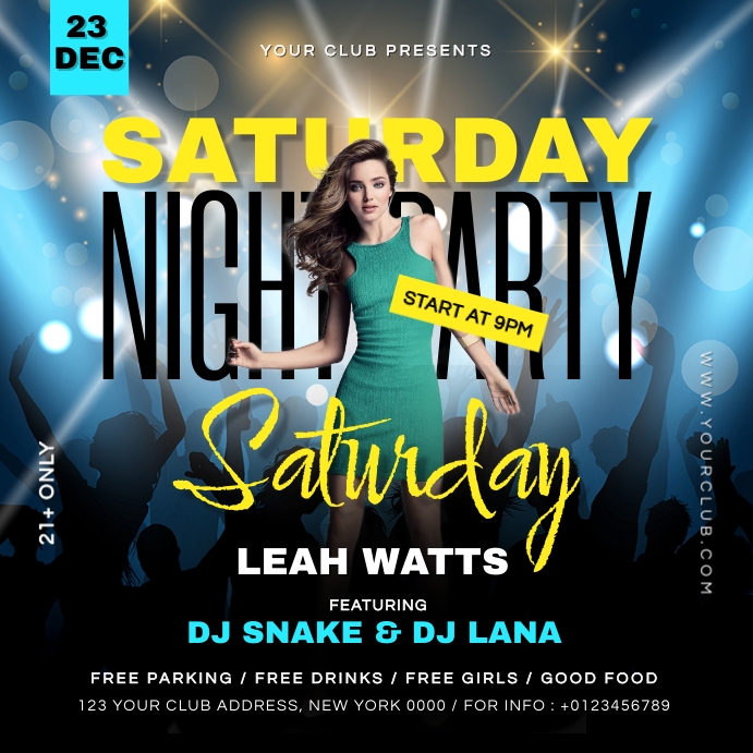 Saturday Night Party (1) Template | PosterMyWall
