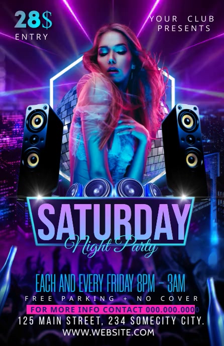 SATURDAY NIGHT PARTY (1) Template | PosterMyWall