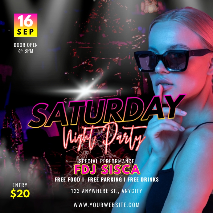 Saturday Night Party Template | PosterMyWall