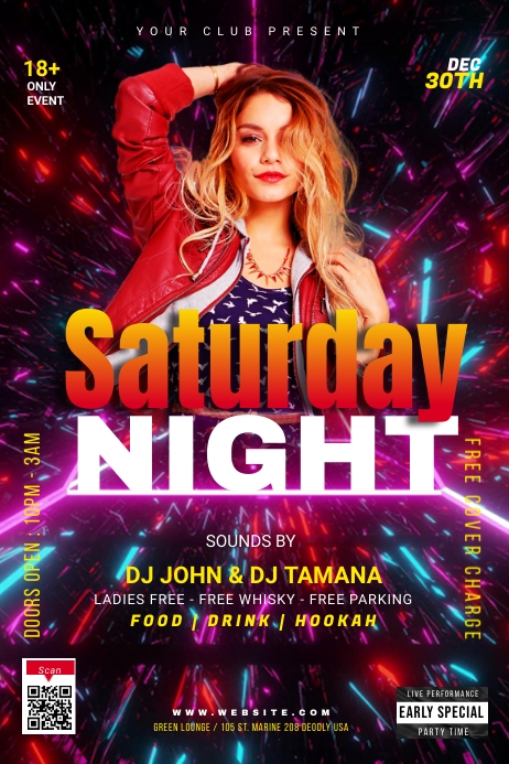 Saturday Night party Template | PosterMyWall