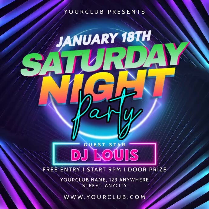 Saturday Night Party Template | PosterMyWall