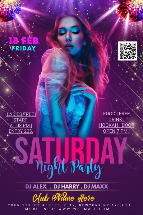 SATURDAY NIGHT PARTY Template | PosterMyWall