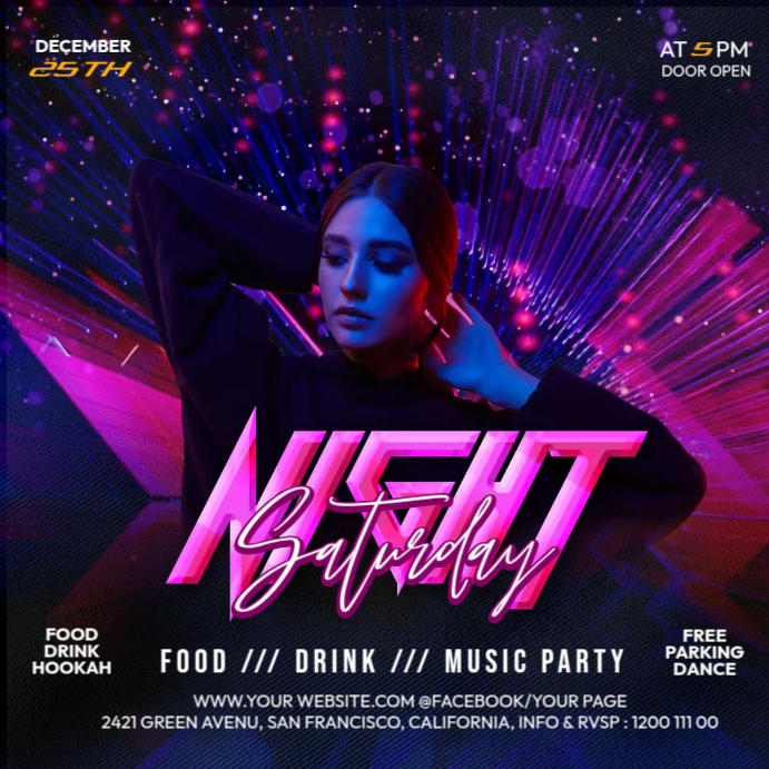 Saturday Night Party Template | PosterMyWall