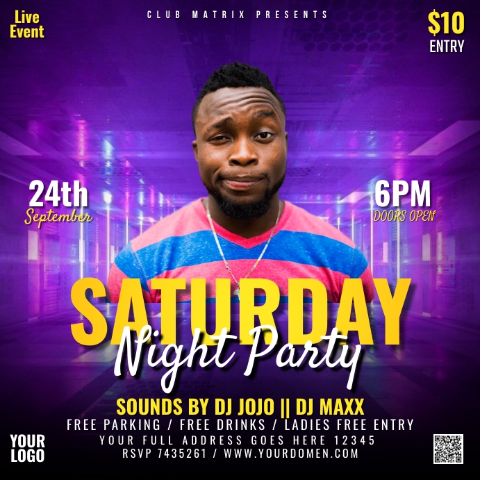 SATURDAY NIGHT PARTY Template | PosterMyWall