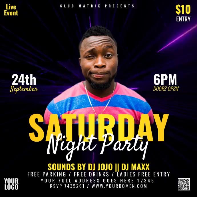 SATURDAY NIGHT PARTY Template | PosterMyWall