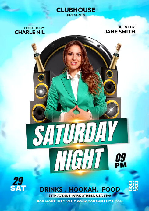 SATURDAY NIGHT PARTY Template | PosterMyWall
