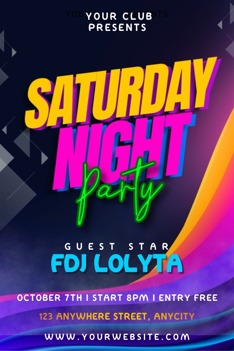 Saturday Night Party Template | PosterMyWall
