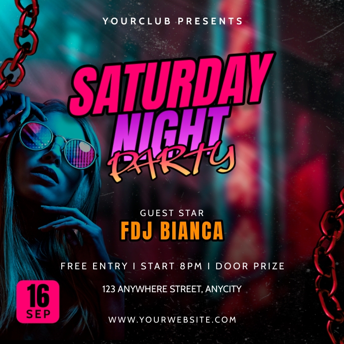 Saturday Night Party Template | PosterMyWall