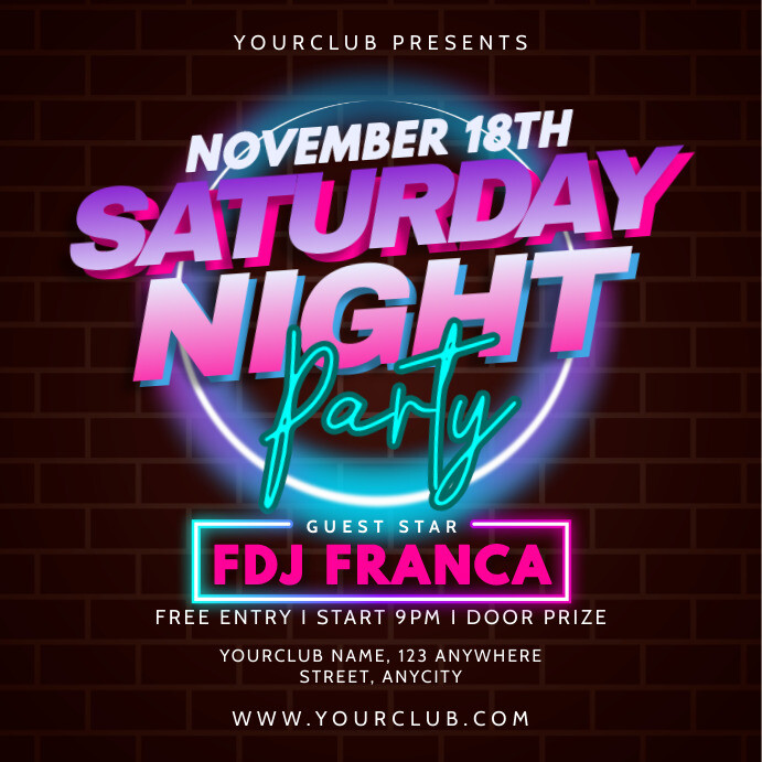 Saturday Night Party Template | PosterMyWall