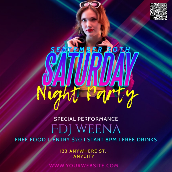 Saturday Night Party Template | PosterMyWall
