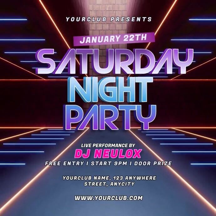 Saturday Night Party Template | PosterMyWall