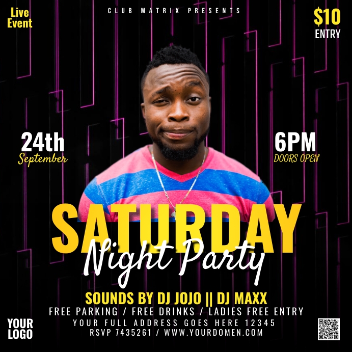 SATURDAY NIGHT PARTY Template | PosterMyWall