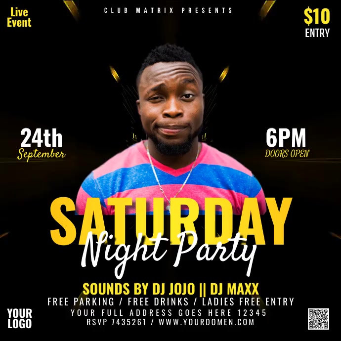 SATURDAY NIGHT PARTY Template | PosterMyWall