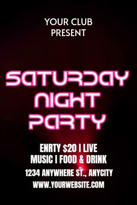 SATURDAY NIGHT PARTY Template | PosterMyWall