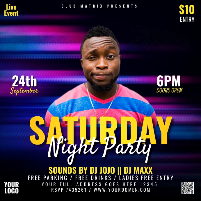 SATURDAY NIGHT PARTY Template | PosterMyWall