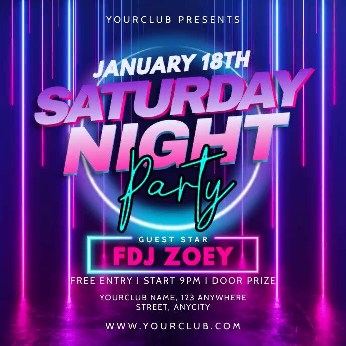 Saturday Night Party Template | PosterMyWall