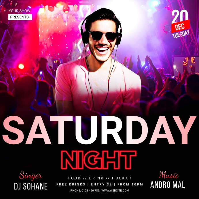 Plantilla de Fiesta Del Sábado por La Noche | PosterMyWall