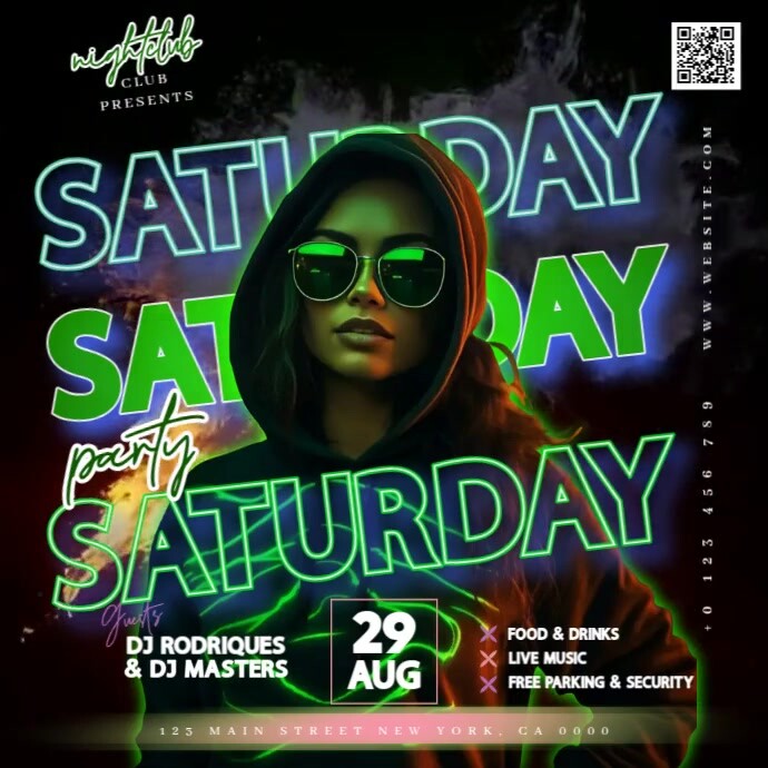 Copy of Saturday Night Party Event Template Green | PosterMyWall