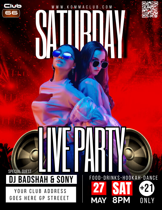 saturday night party flyer Template | PosterMyWall