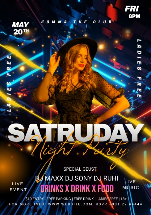 Saturday Night Party flyer Template | PosterMyWall