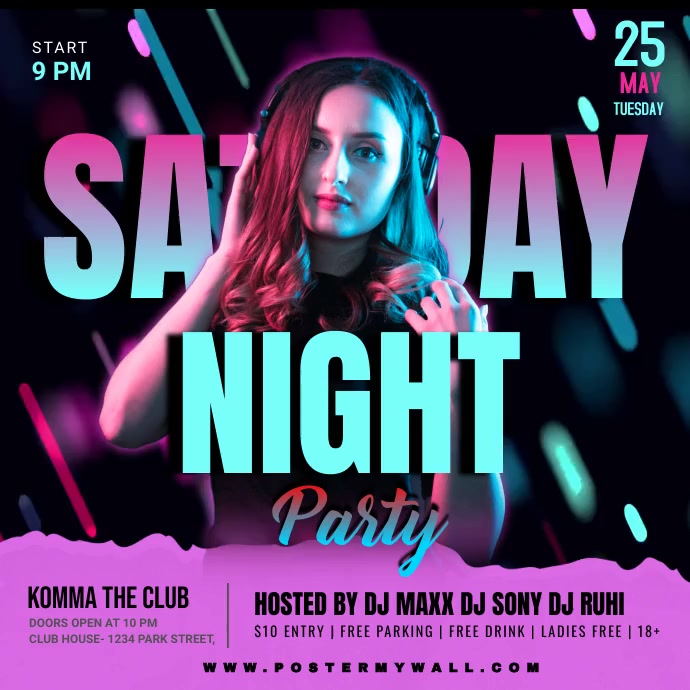 Copia de Saturday Night Party flyer | PosterMyWall