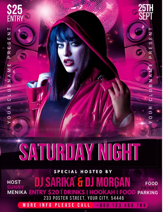 saturday night party flyer Template | PosterMyWall