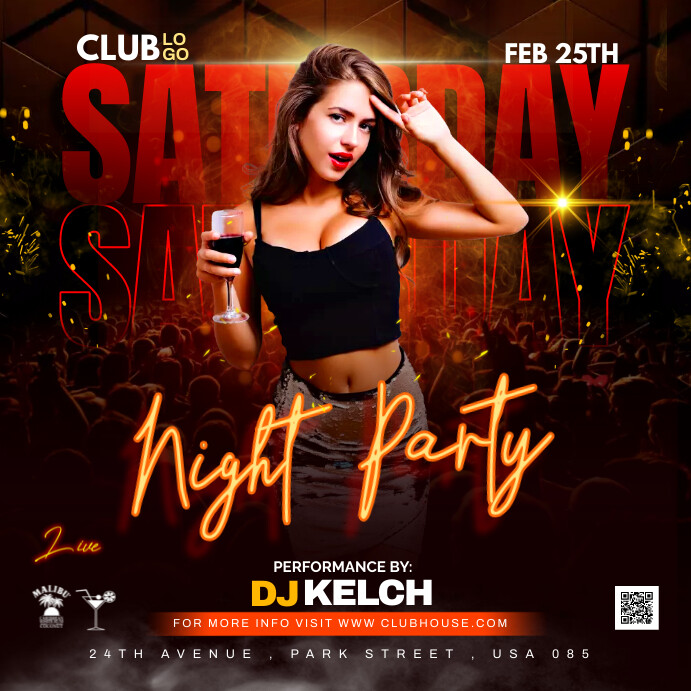 saturday night party flyer Template | PosterMyWall