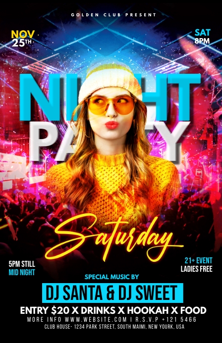 Saturday Night party flyer Template | PosterMyWall