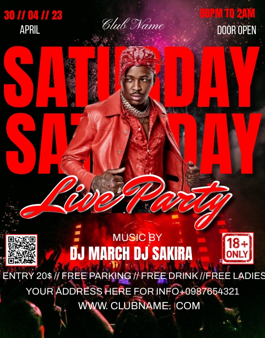 Saturday Night Party flyer Template | PosterMyWall