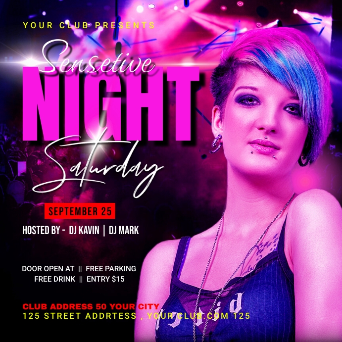 saturday night party flyer Template | PosterMyWall