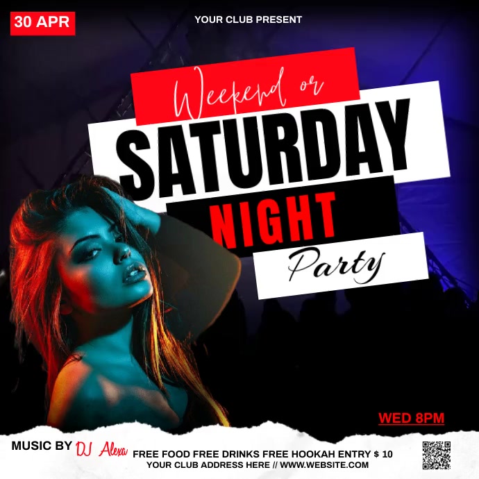 Saturday Night Party flyer Template | PosterMyWall