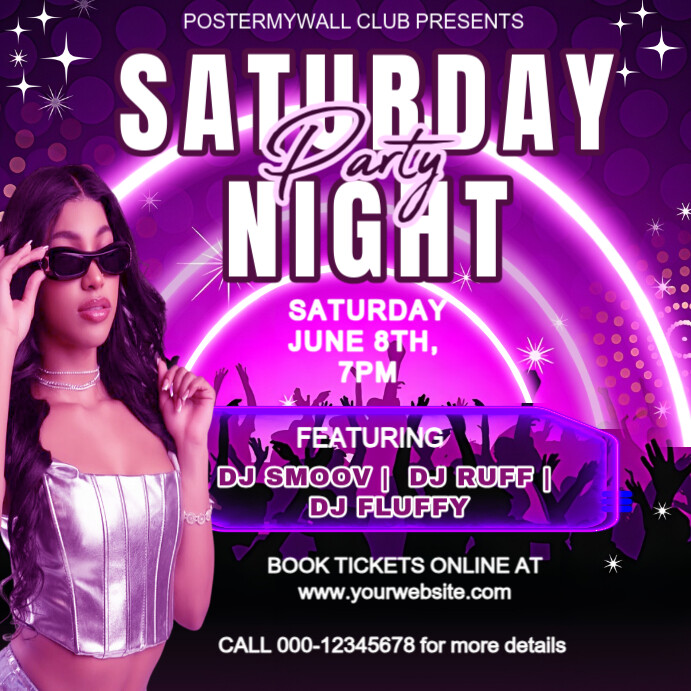 Copy of Saturday night party invitation flyer template | PosterMyWall