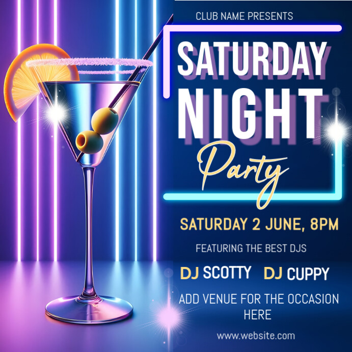 Copy of Saturday night party invitation template | PosterMyWall