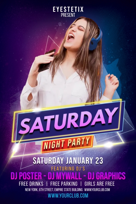 Copy of Saturday Night Party Music Flyer / Poster | PosterMyWall