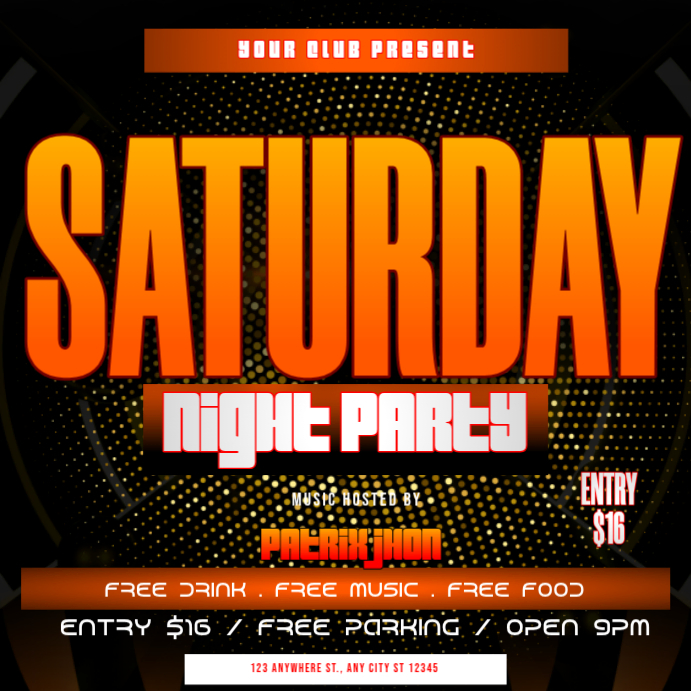 Saturday night party post Template | PosterMyWall