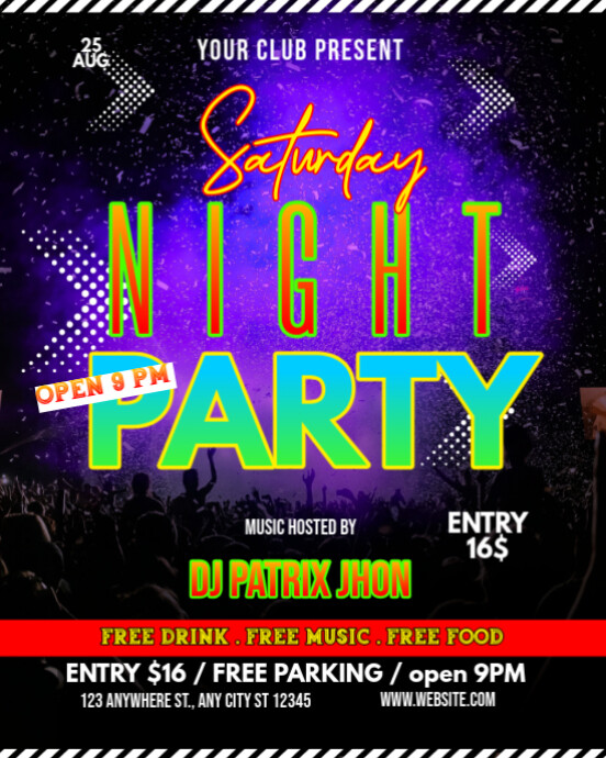 Saturday night party poster Template | PosterMyWall