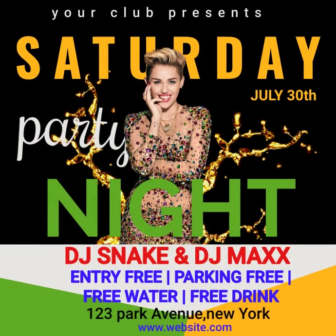 Saturday night party poster Template | PosterMyWall