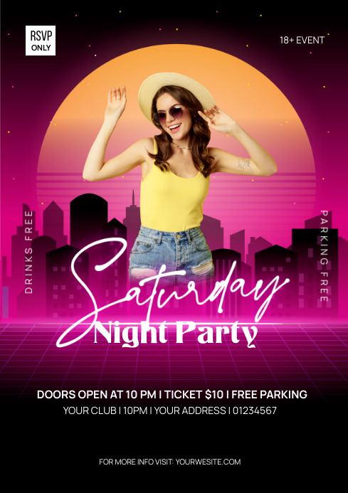 Saturday Night Party Poster Flyer Template | PosterMyWall