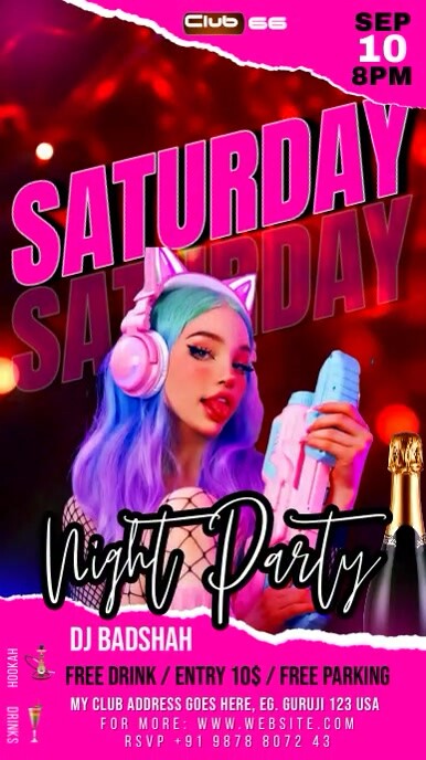 saturday night Party Social Media Ads Template | PosterMyWall
