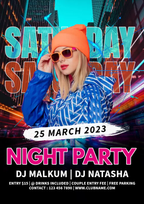 Saturday Night Party Template | PosterMyWall