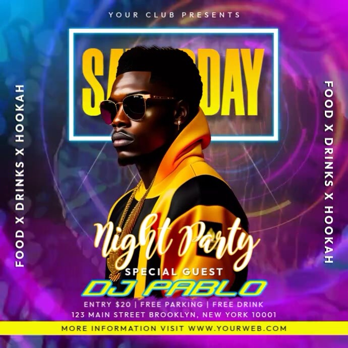 Saturday Night Party Video Ads Template | PosterMyWall