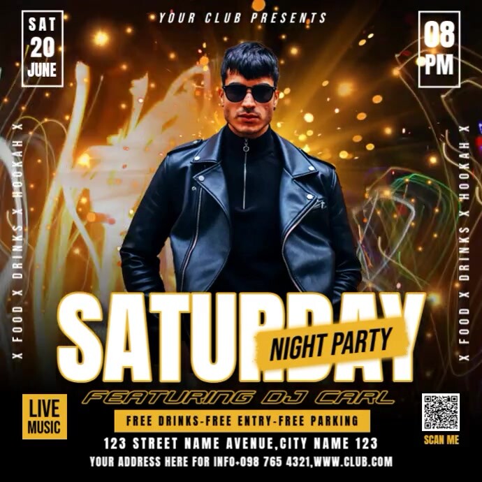 Saturday Night Party Video Ads Template | PosterMyWall