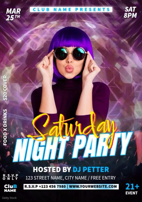 Saturday Night Party Video Template | PosterMyWall