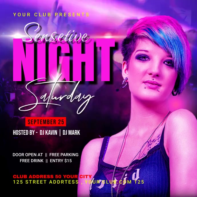 saturday night party video flyer Template | PosterMyWall