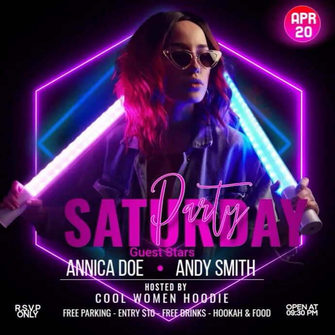 Plantilla de Saturday Night Party Video Templates | PosterMyWall