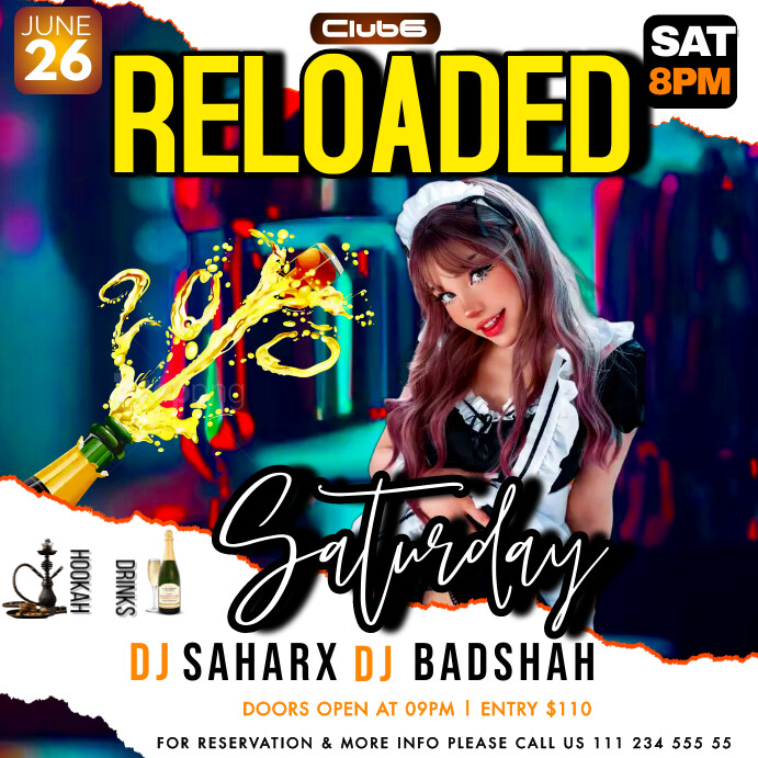 Plantilla de saturday night reloaded party | PosterMyWall
