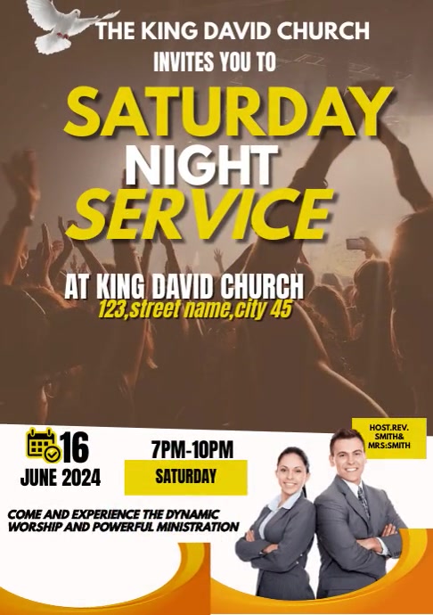 Copy of Saturday night service template (1) | PosterMyWall