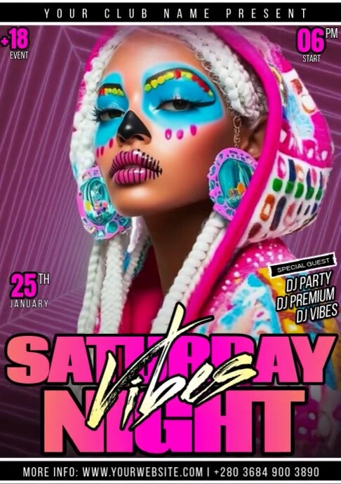 Saturday Night Vibes Party Template | PosterMyWall